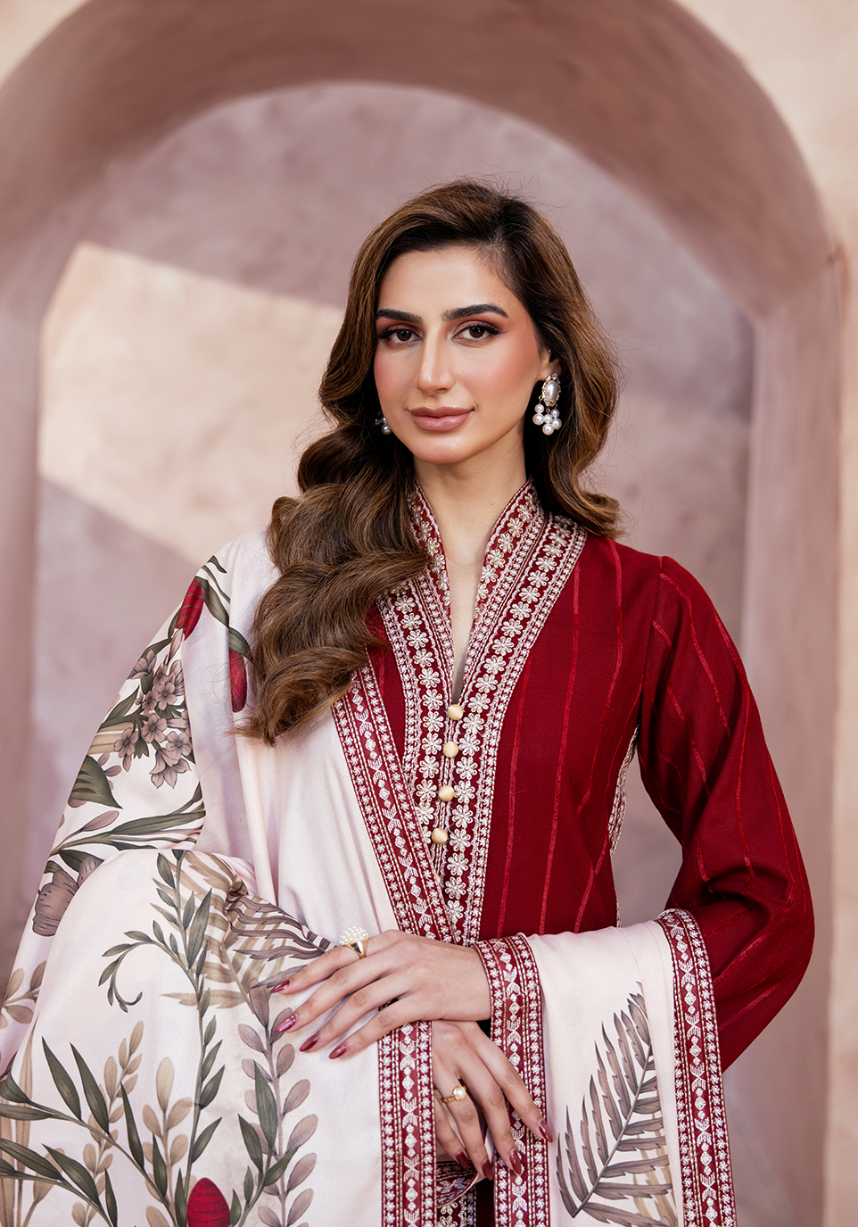 Zarqash | The Winter Luxe Pret | RED WHISPER – Hoorain Designer Wear