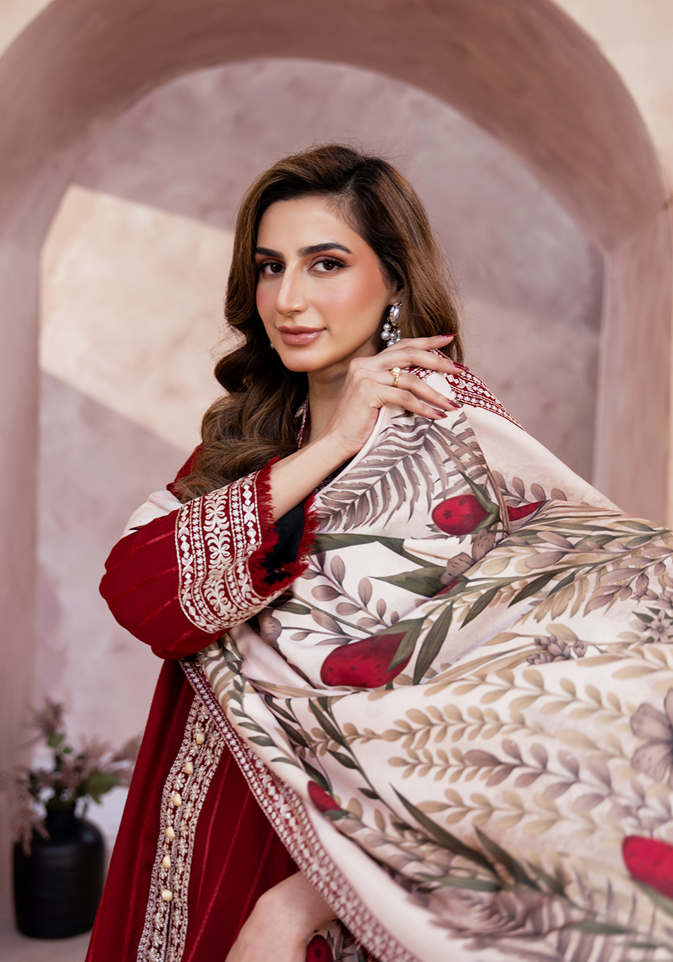 Zarqash | The Winter Luxe Pret | RED WHISPER – Hoorain Designer Wear