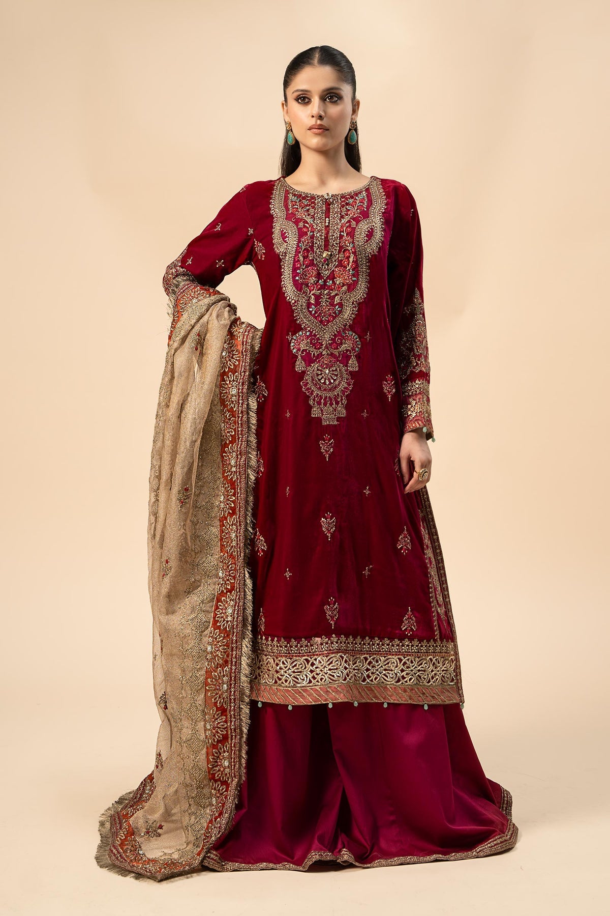 Maria B | Formal Wears | Velvet Suit | SF-W24-29 – Hoorain Designer Wear